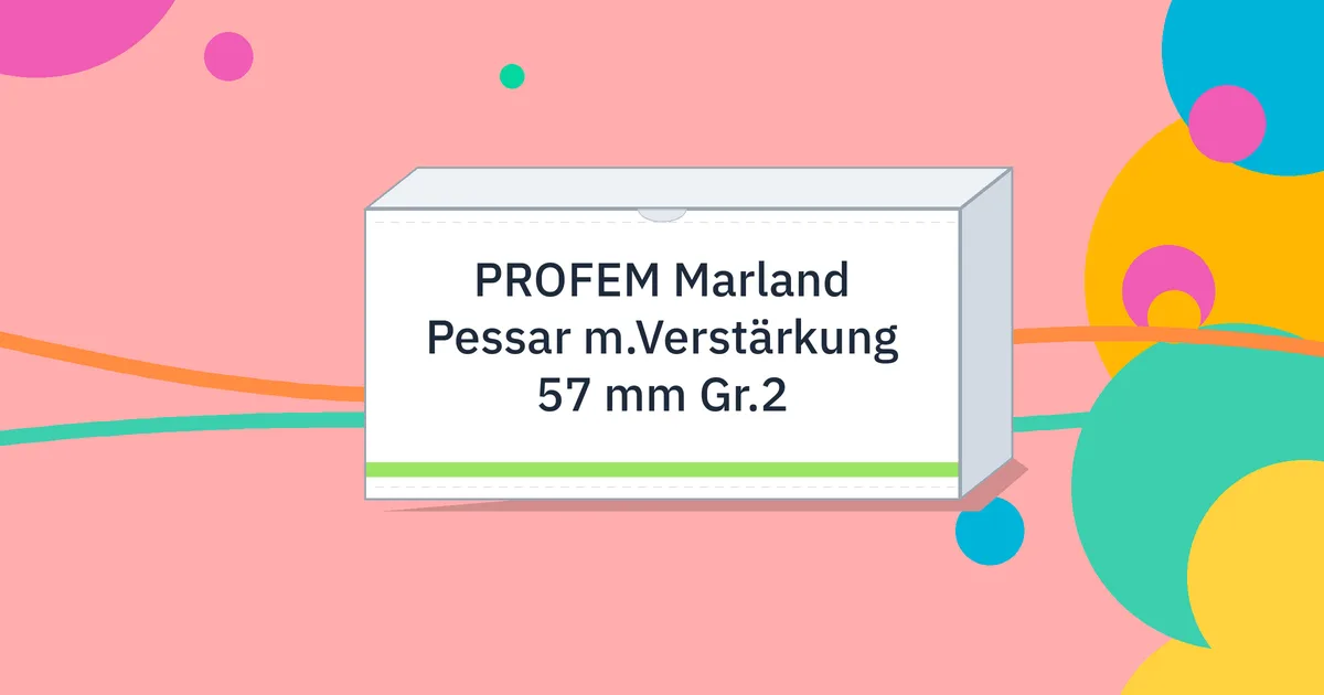 Symbolbild: Packung mit der Aufschrift PROFEM Marland Pessar m.Verstärkung 57 mm Gr.2 (PZN 11671967) – Verfügbarkeit und Bezug in Apotheken in Frankfurt am Main