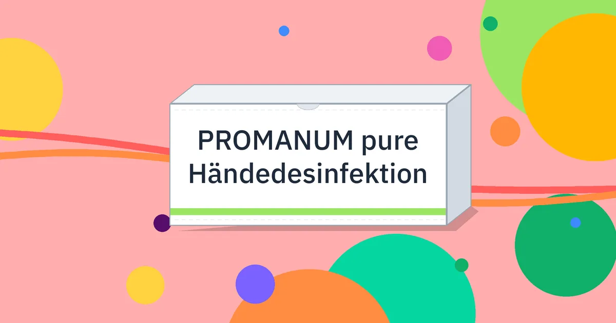 Symbolbild: Packung mit der Aufschrift PROMANUM pure Händedesinfektion (PZN 08815948) – Verfügbarkeit und Bezug in Apotheken in Frankfurt am Main