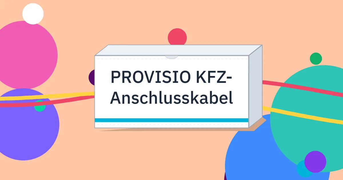 Symbolbild: Packung mit der Aufschrift PROVISIO KFZ-Anschlusskabel (PZN 12801389) – Verfügbarkeit und Bezug in Apotheken in Frankfurt am Main