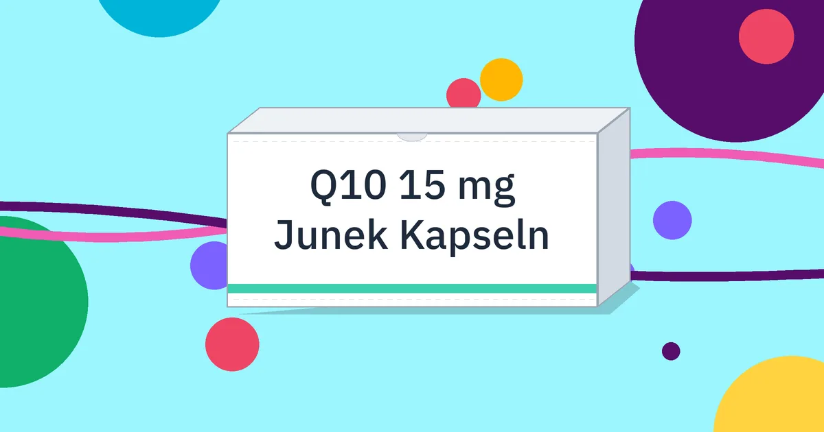 Symbolbild: Packung mit der Aufschrift Q10 15 mg Junek Kapseln (PZN 09720368) – Verfügbarkeit und Bezug in Apotheken in Frankfurt am Main