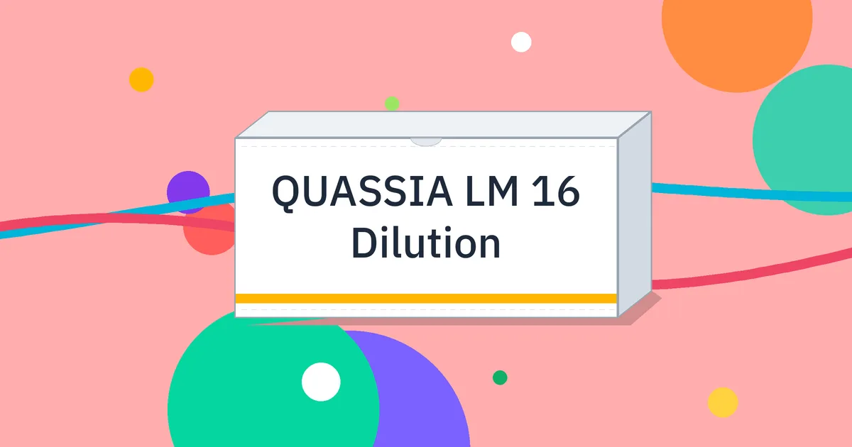 Symbolbild: Packung mit der Aufschrift QUASSIA LM 16 Dilution (PZN 13673249) – Verfügbarkeit und Bezug in Apotheken in Frankfurt am Main