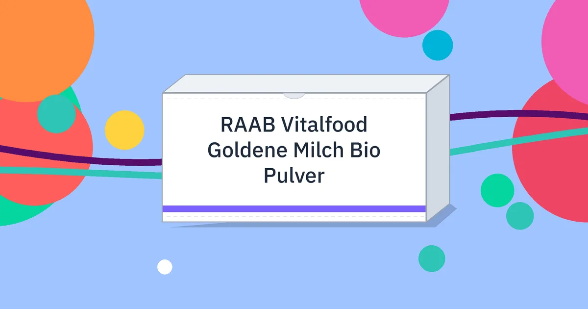Symbolbild: Packung mit der Aufschrift RAAB Vitalfood Goldene Milch Bio Pulver (PZN 19305067) – Verfügbarkeit und Bezug in Apotheken in Frankfurt am Main