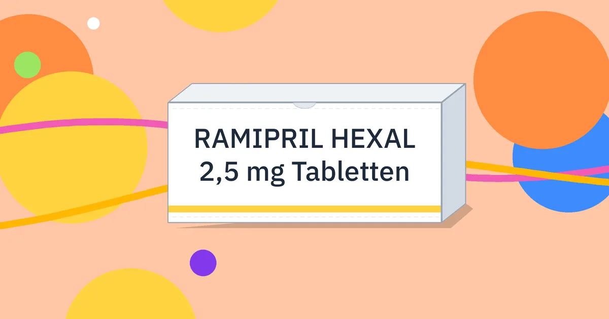 Symbolbild: Packung mit der Aufschrift RAMIPRIL HEXAL 2,5 mg Tabletten (PZN 00760998) – Verfügbarkeit und Bezug in Apotheken in Frankfurt am Main