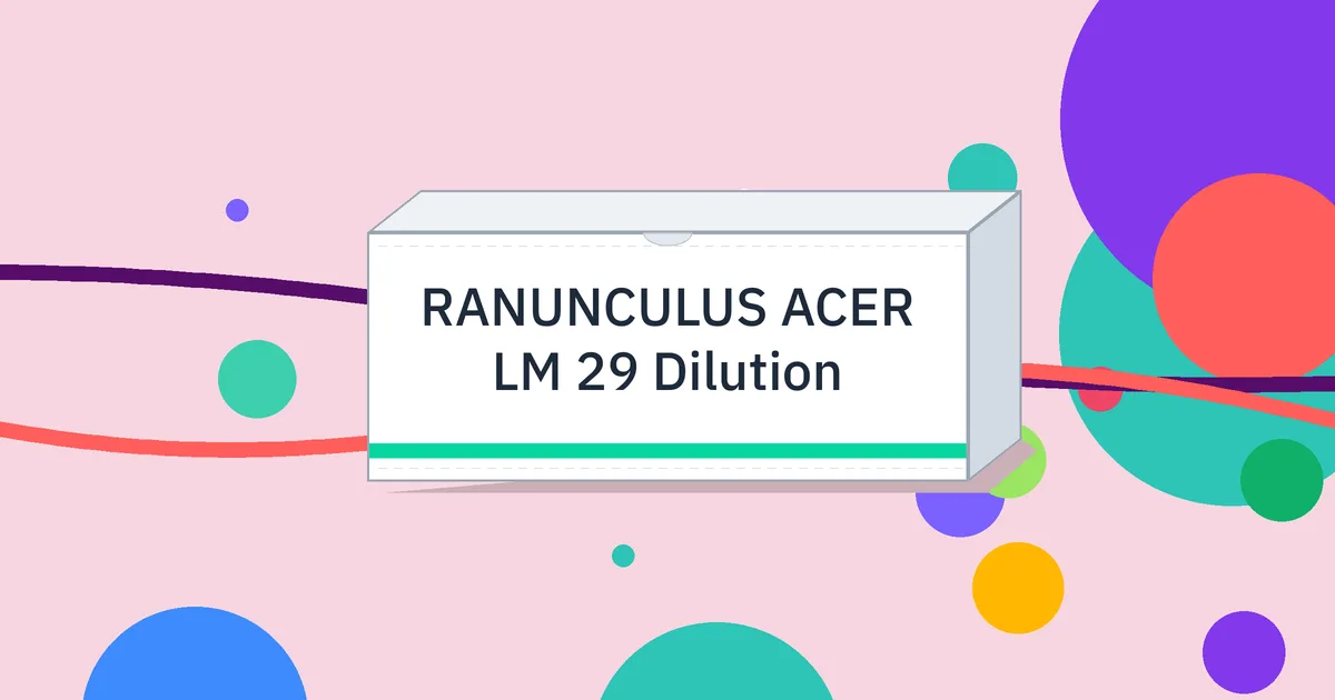 Symbolbild: Packung mit der Aufschrift RANUNCULUS ACER LM 29 Dilution (PZN 13675716) – Verfügbarkeit und Bezug in Apotheken in Frankfurt am Main