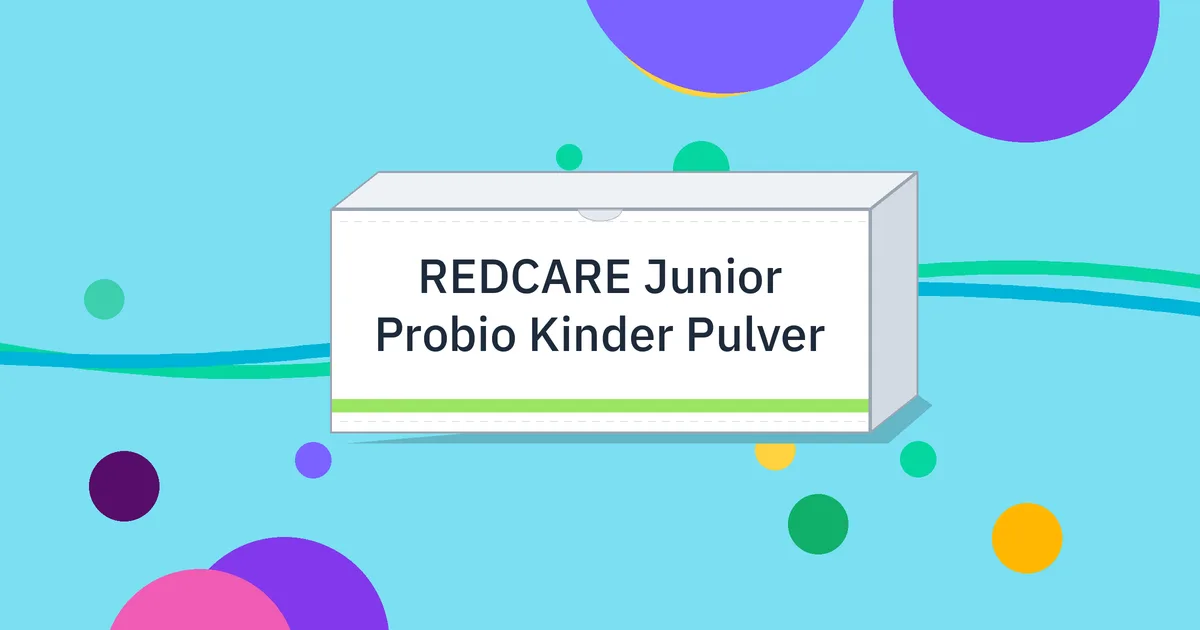 Symbolbild: Packung mit der Aufschrift REDCARE Junior Probio Kinder Pulver (PZN 19375866) – Verfügbarkeit und Bezug in Apotheken in Frankfurt am Main
