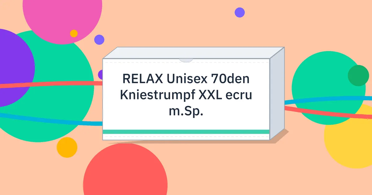 Symbolbild: Packung mit der Aufschrift RELAX Unisex 70den Kniestrumpf XXL ecru m.Sp. (PZN 16189809) – Verfügbarkeit und Bezug in Apotheken in Frankfurt am Main