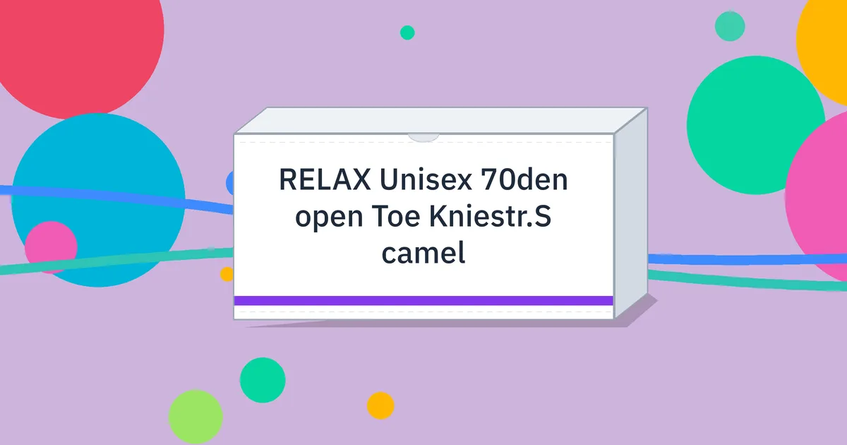 Symbolbild: Packung mit der Aufschrift RELAX Unisex 70den open Toe Kniestr.S camel (PZN 16224664) – Verfügbarkeit und Bezug in Apotheken in Frankfurt am Main