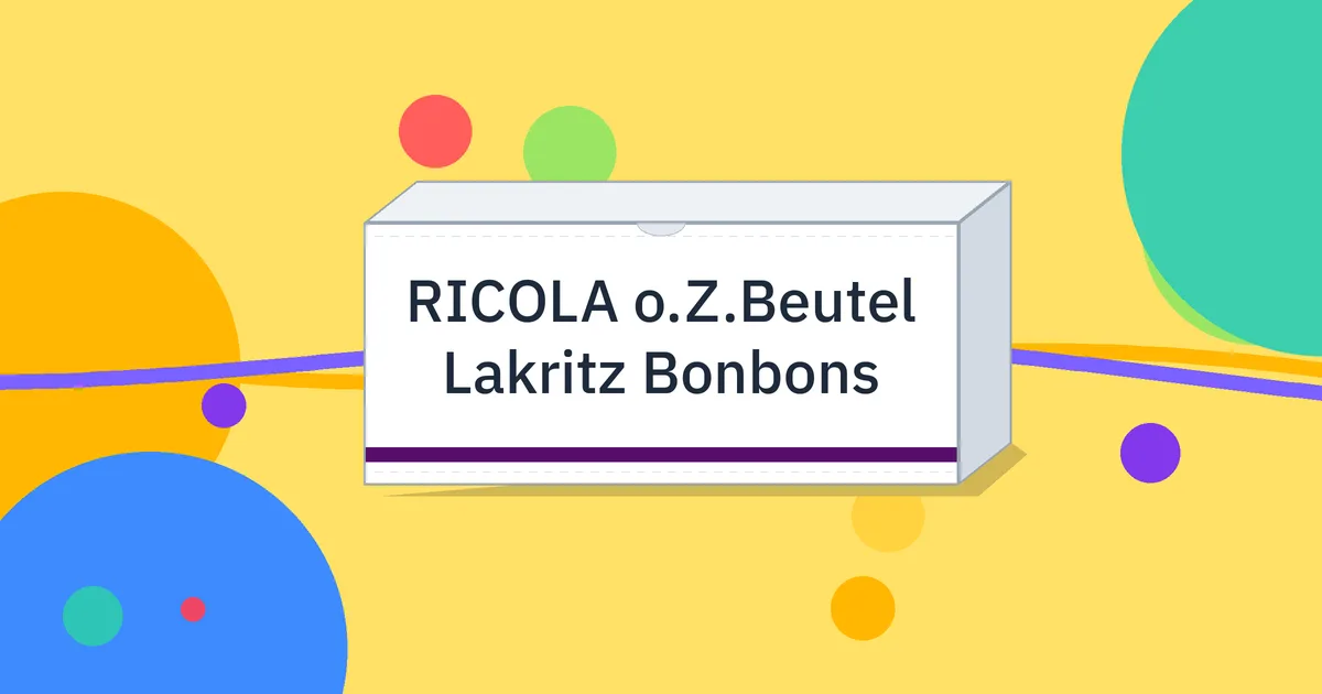 Symbolbild: Packung mit der Aufschrift RICOLA o.Z.Beutel Lakritz Bonbons (PZN 01565448) – Verfügbarkeit und Bezug in Apotheken in Frankfurt am Main