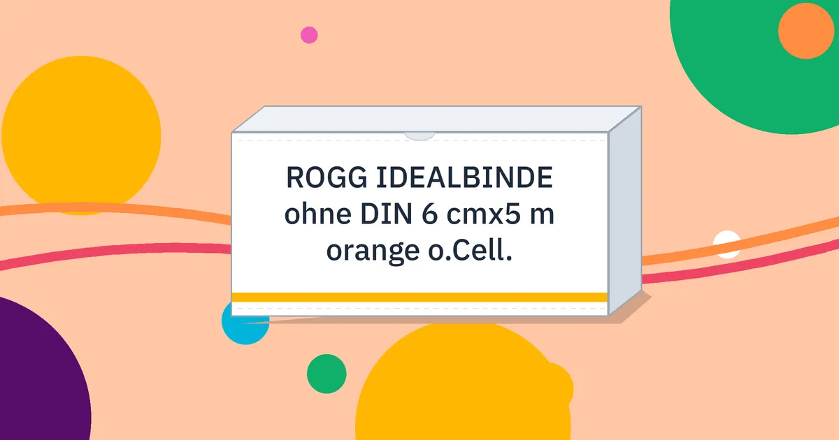 Symbolbild: Packung mit der Aufschrift ROGG IDEALBINDE ohne DIN 6 cmx5 m orange o.Cell. (PZN 16530906) – Verfügbarkeit und Bezug in Apotheken in Frankfurt am Main