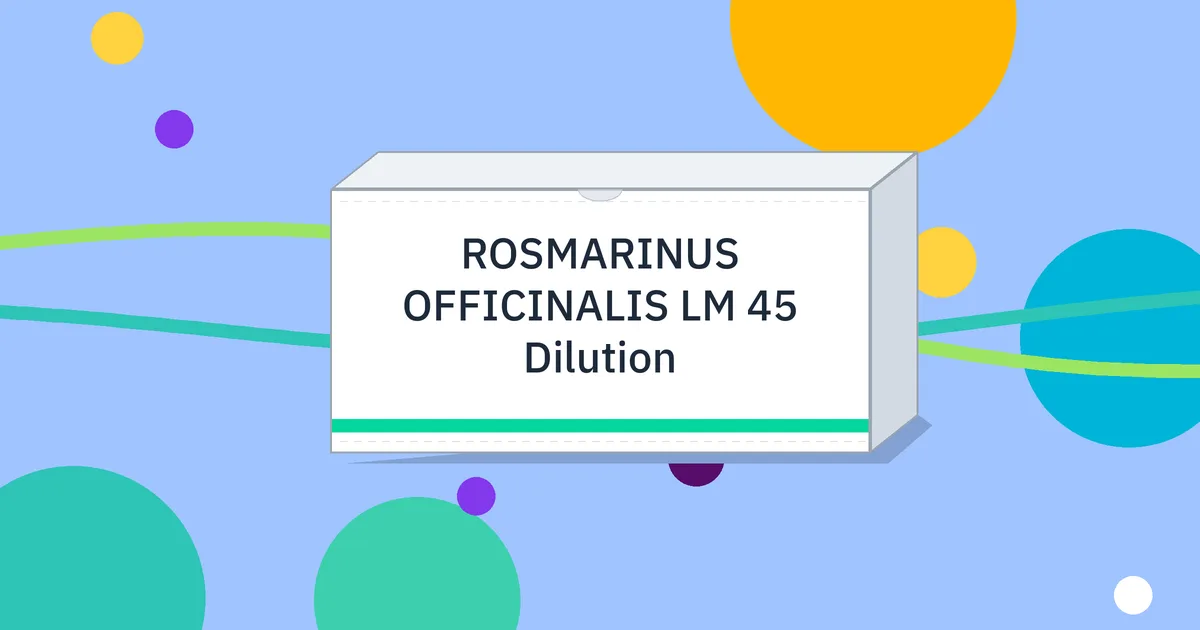 Symbolbild: Packung mit der Aufschrift ROSMARINUS OFFICINALIS LM 45 Dilution (PZN 13681160) – Verfügbarkeit und Bezug in Apotheken in Frankfurt am Main