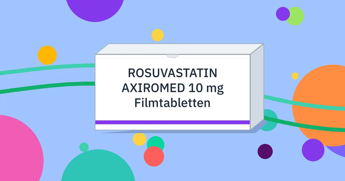 Symbolbild: Packung mit der Aufschrift ROSUVASTATIN AXIROMED 10 mg Filmtabletten (PZN 13705096) – Verfügbarkeit und Bezug in Apotheken in Frankfurt am Main