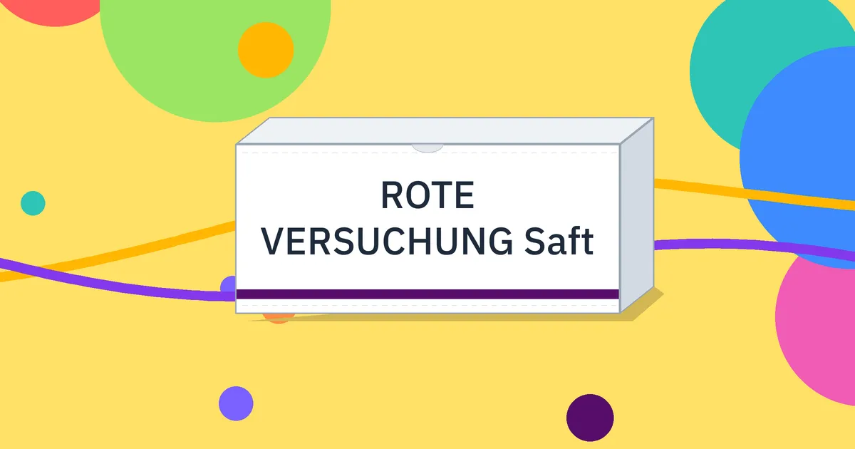 Symbolbild: Packung mit der Aufschrift ROTE VERSUCHUNG Saft (PZN 04997964) – Verfügbarkeit und Bezug in Apotheken in Frankfurt am Main