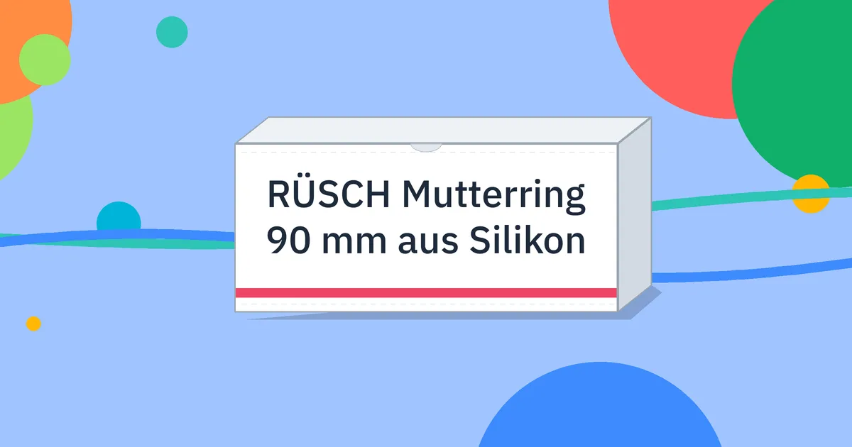 Symbolbild: Packung mit der Aufschrift RÜSCH Mutterring 90 mm aus Silikon (PZN 01570768) – Verfügbarkeit und Bezug in Apotheken in Frankfurt am Main