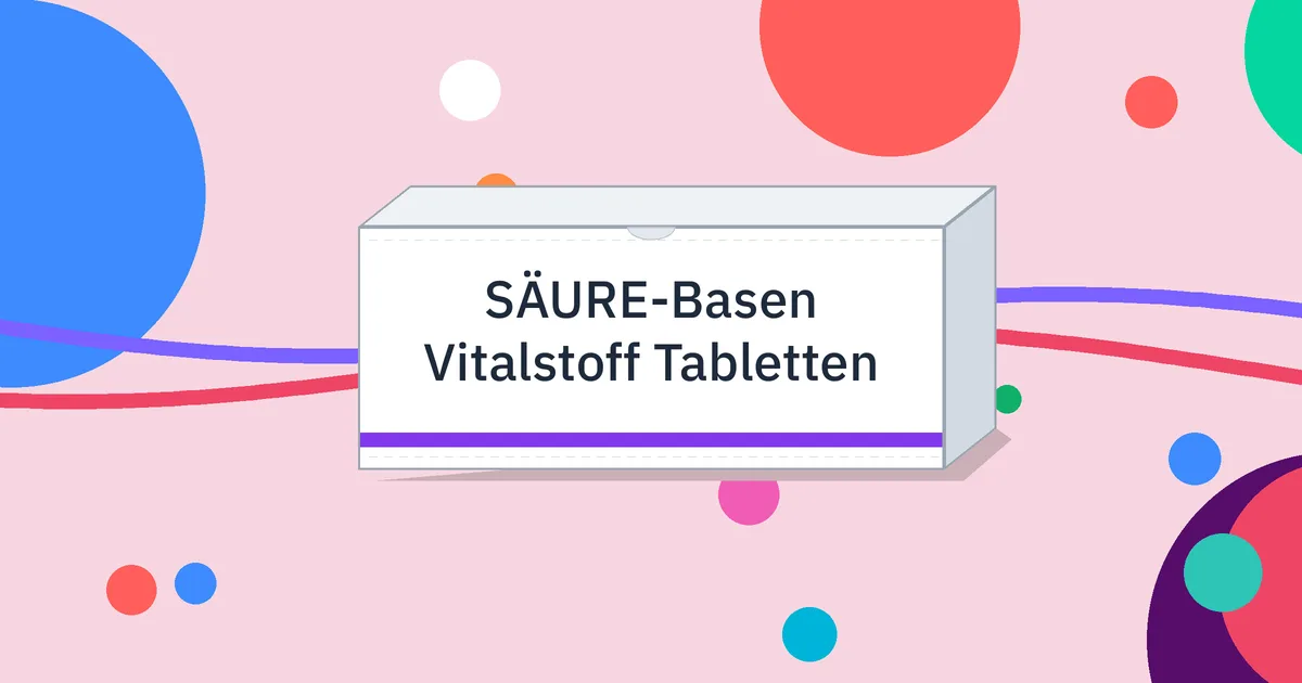 Symbolbild: Packung mit der Aufschrift SÄURE-Basen Vitalstoff Tabletten (PZN 09280633) – Verfügbarkeit und Bezug in Apotheken in Frankfurt am Main