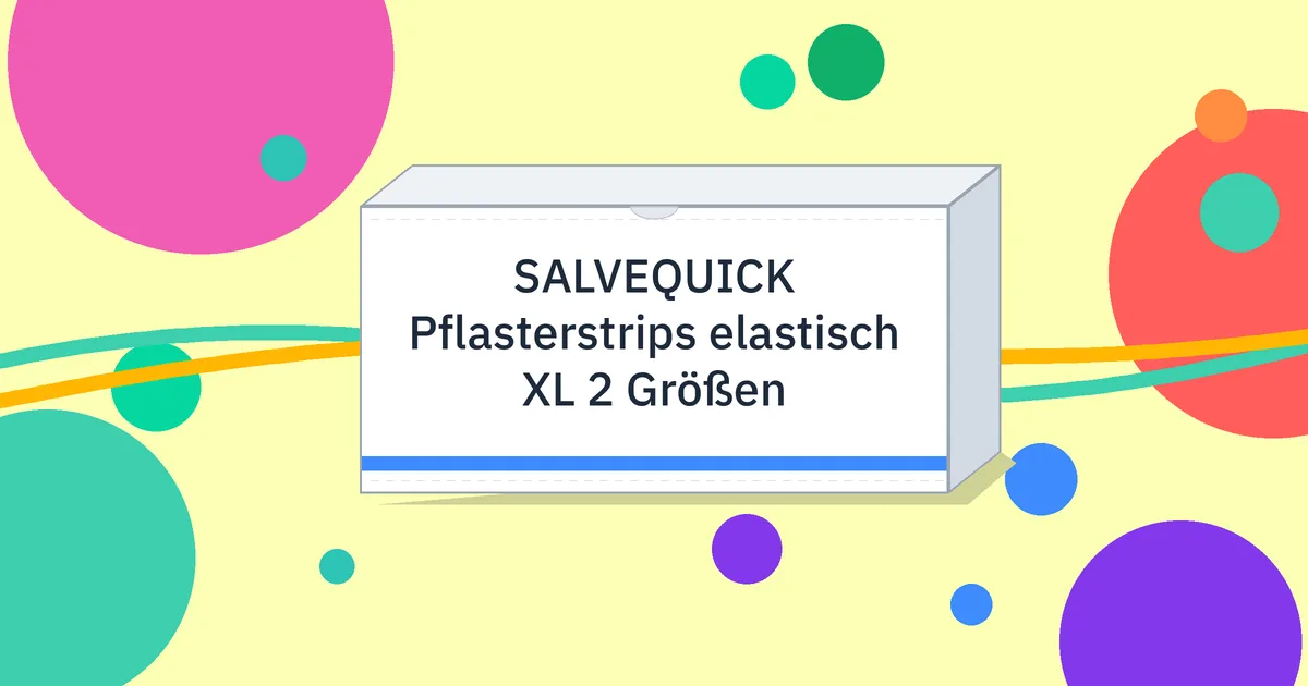 Symbolbild: Packung mit der Aufschrift SALVEQUICK Pflasterstrips elastisch XL 2 Größen (PZN 12492209) – Verfügbarkeit und Bezug in Apotheken in Frankfurt am Main