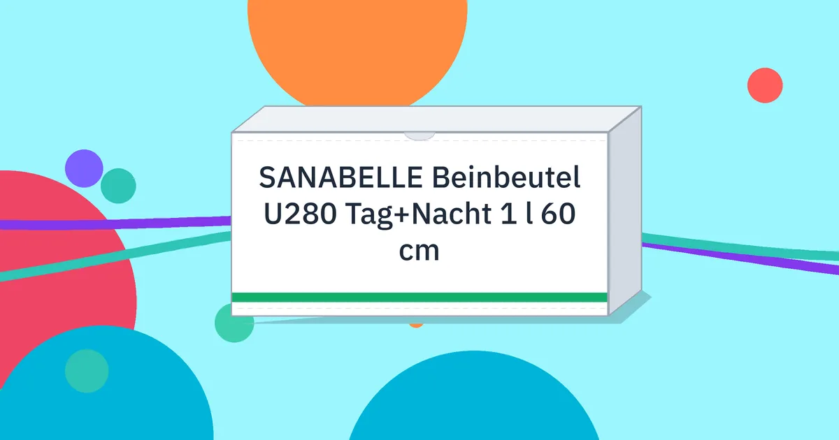 Symbolbild: Packung mit der Aufschrift SANABELLE Beinbeutel U280 Tag+Nacht 1 l 60 cm (PZN 13920110) – Verfügbarkeit und Bezug in Apotheken in Frankfurt am Main