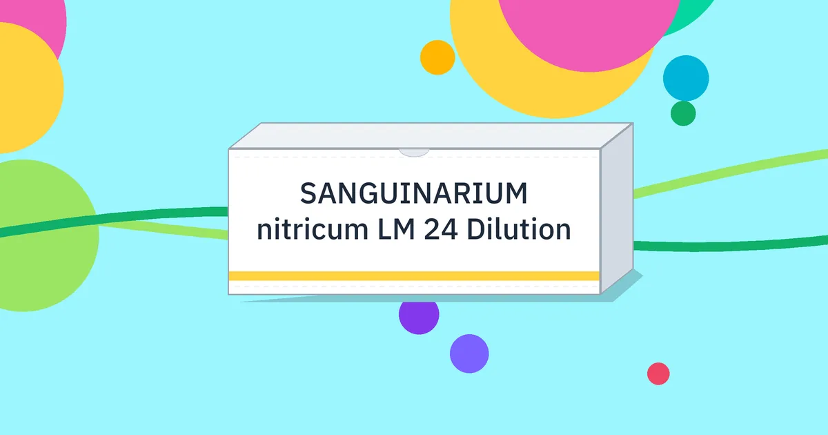 Symbolbild: Packung mit der Aufschrift SANGUINARIUM nitricum LM 24 Dilution (PZN 13181842) – Verfügbarkeit und Bezug in Apotheken in Frankfurt am Main