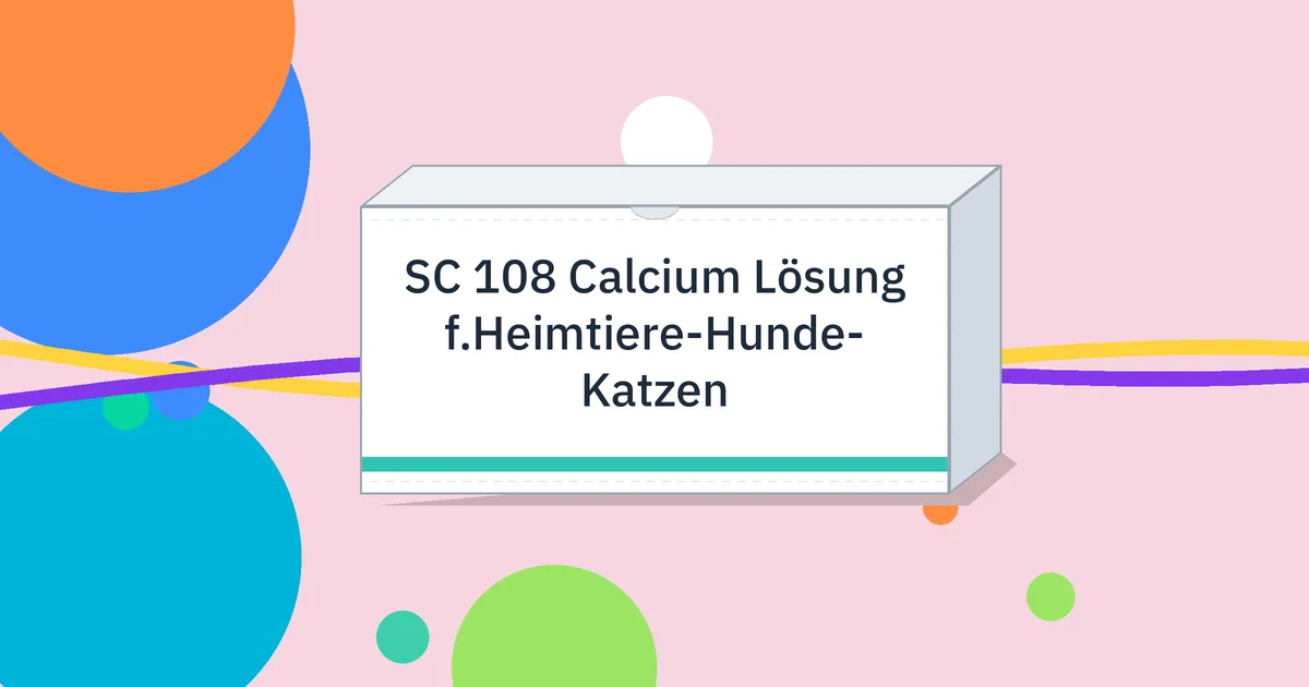 Symbolbild: Packung mit der Aufschrift SC 108 Calcium Lösung f.Heimtiere-Hunde-Katzen (PZN 09681622) – Verfügbarkeit und Bezug in Apotheken in Frankfurt am Main