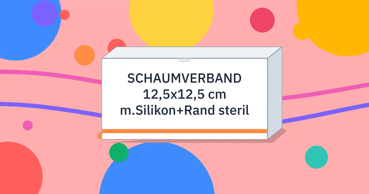 Symbolbild: Packung mit der Aufschrift SCHAUMVERBAND 12,5x12,5 cm m.Silikon+Rand steril (PZN 19509226) – Verfügbarkeit und Bezug in Apotheken in Frankfurt am Main