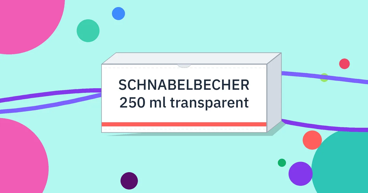 Symbolbild: Packung mit der Aufschrift SCHNABELBECHER 250 ml transparent (PZN 10545255) – Verfügbarkeit und Bezug in Apotheken in Frankfurt am Main