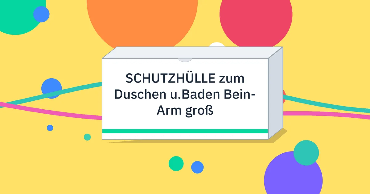 Symbolbild: Packung mit der Aufschrift SCHUTZHÜLLE zum Duschen u.Baden Bein-Arm groß (PZN 10915427) – Verfügbarkeit und Bezug in Apotheken in Frankfurt am Main