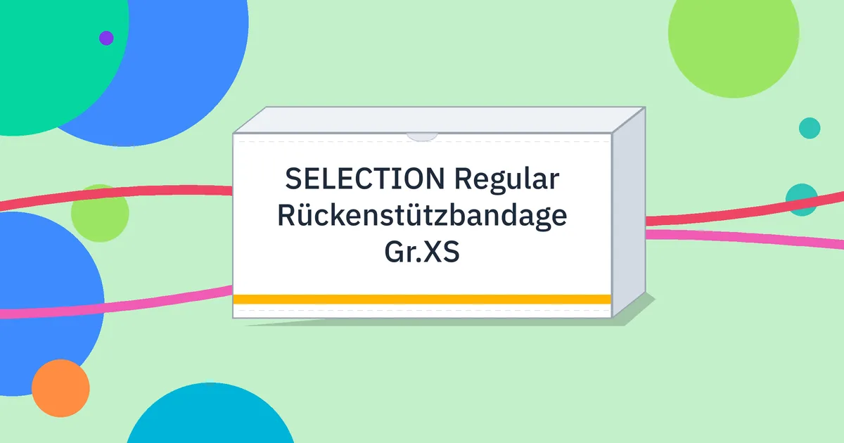Symbolbild: Packung mit der Aufschrift SELECTION Regular Rückenstützbandage Gr.XS (PZN 19133494) – Verfügbarkeit und Bezug in Apotheken in Frankfurt am Main