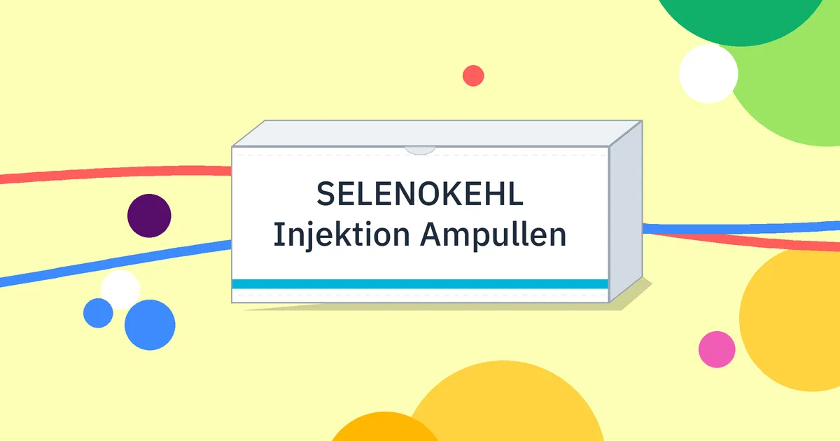 Symbolbild: Packung mit der Aufschrift SELENOKEHL Injektion Ampullen (PZN 06344864) – Verfügbarkeit und Bezug in Apotheken in Frankfurt am Main