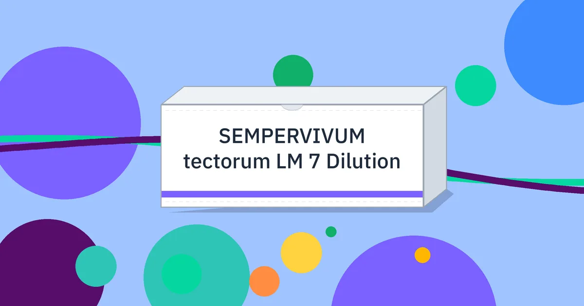 Symbolbild: Packung mit der Aufschrift SEMPERVIVUM tectorum LM 7 Dilution (PZN 13186130) – Verfügbarkeit und Bezug in Apotheken in Frankfurt am Main