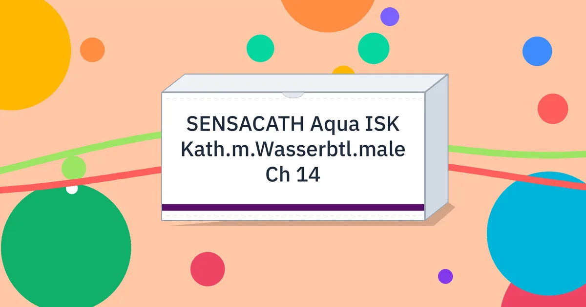 Symbolbild: Packung mit der Aufschrift SENSACATH Aqua ISK Kath.m.Wasserbtl.male Ch 14 (PZN 19856040) – Verfügbarkeit und Bezug in Apotheken in Frankfurt am Main