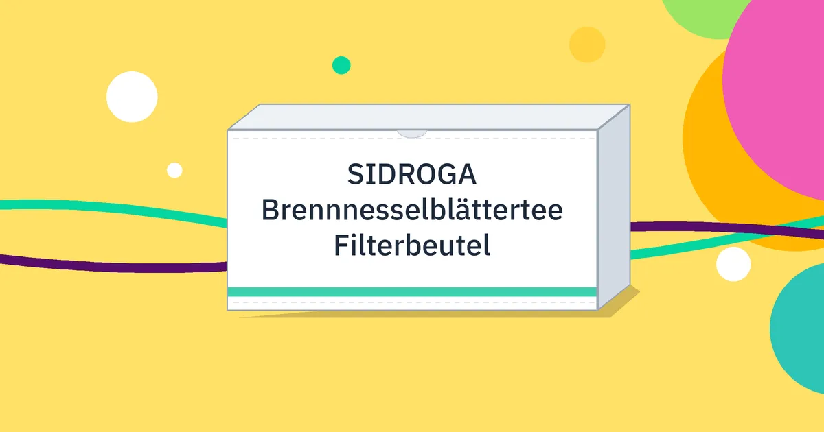 Symbolbild: Packung mit der Aufschrift SIDROGA Brennnesselblättertee Filterbeutel (PZN 01884722) – Verfügbarkeit und Bezug in Apotheken in Frankfurt am Main