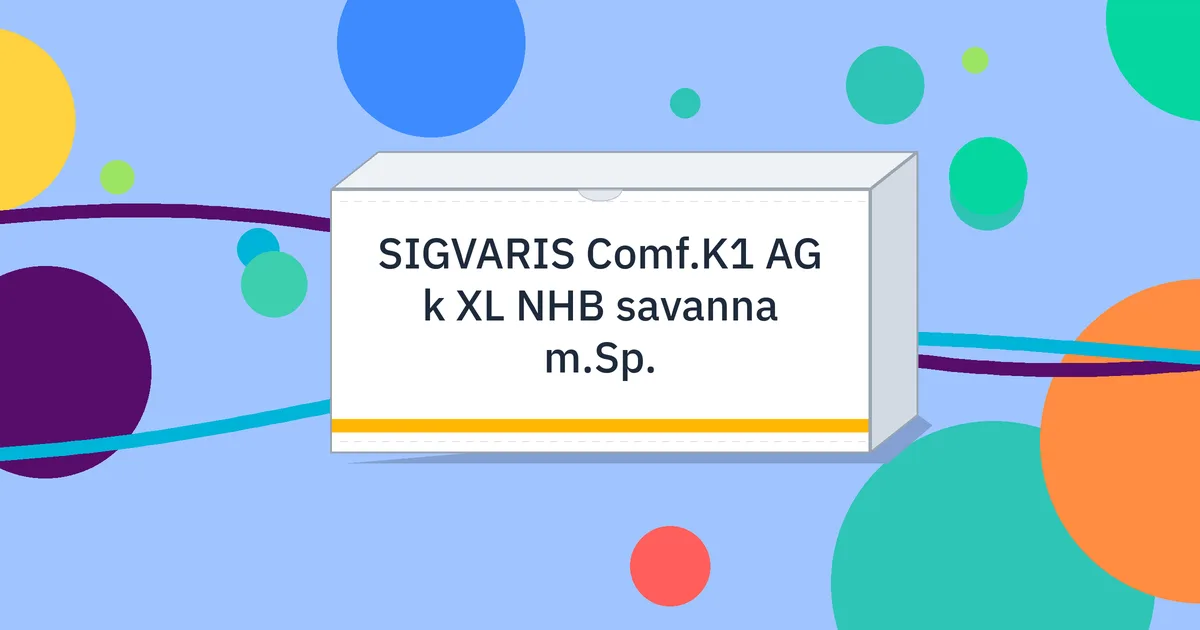 Symbolbild: Packung mit der Aufschrift SIGVARIS Comf.K1 AG k XL NHB savanna m.Sp. (PZN 17099215) – Verfügbarkeit und Bezug in Apotheken in Frankfurt am Main