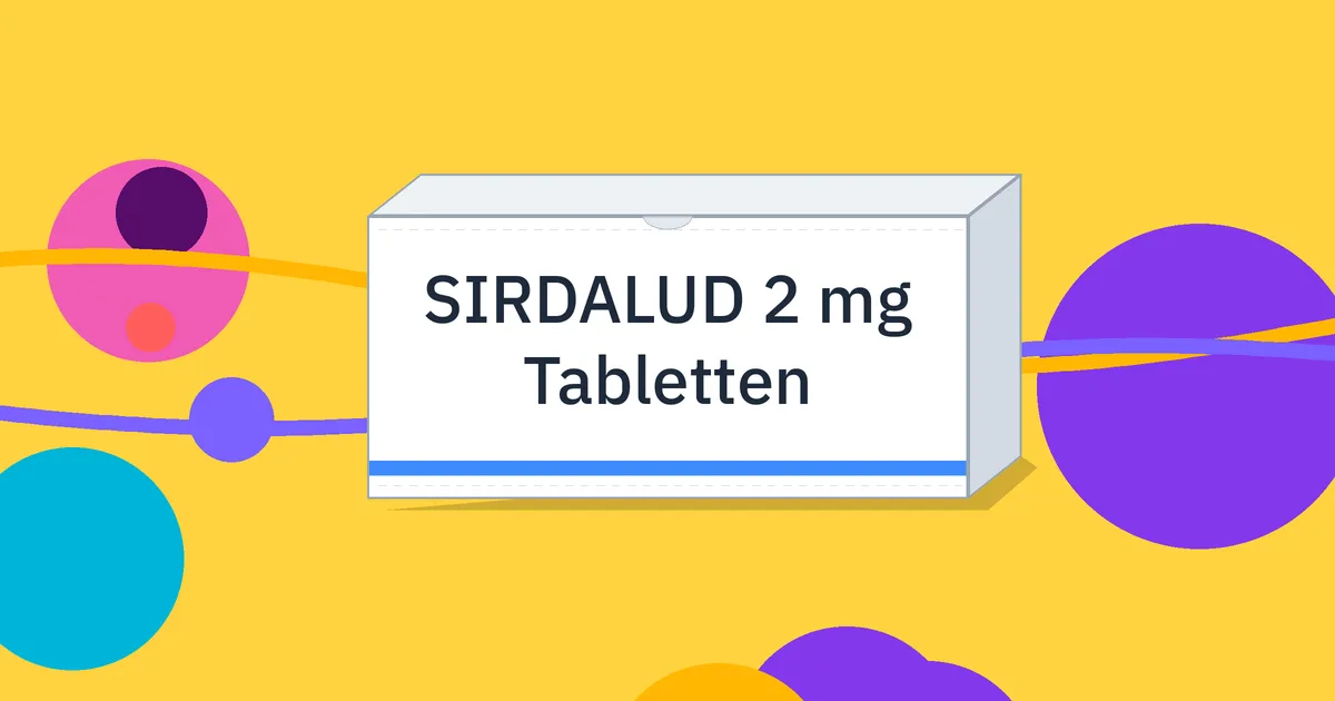 Symbolbild: Packung mit der Aufschrift SIRDALUD 2 mg Tabletten (PZN 03023450) – Verfügbarkeit und Bezug in Apotheken in Frankfurt am Main
