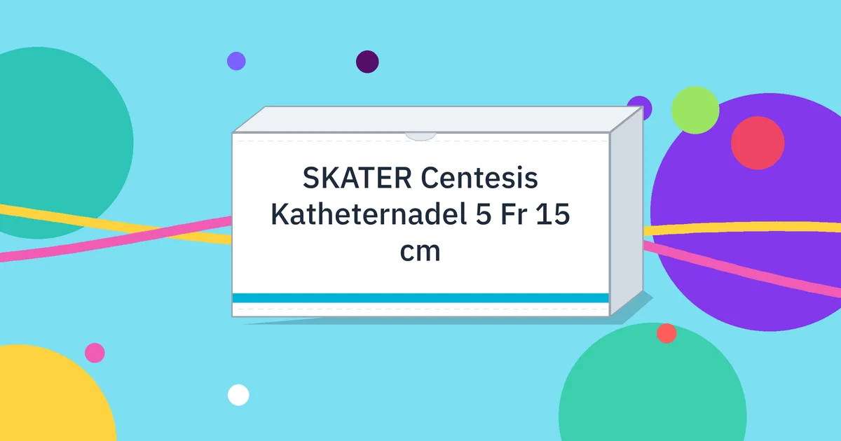 Symbolbild: Packung mit der Aufschrift SKATER Centesis Katheternadel 5 Fr 15 cm (PZN 06769463) – Verfügbarkeit und Bezug in Apotheken in Frankfurt am Main