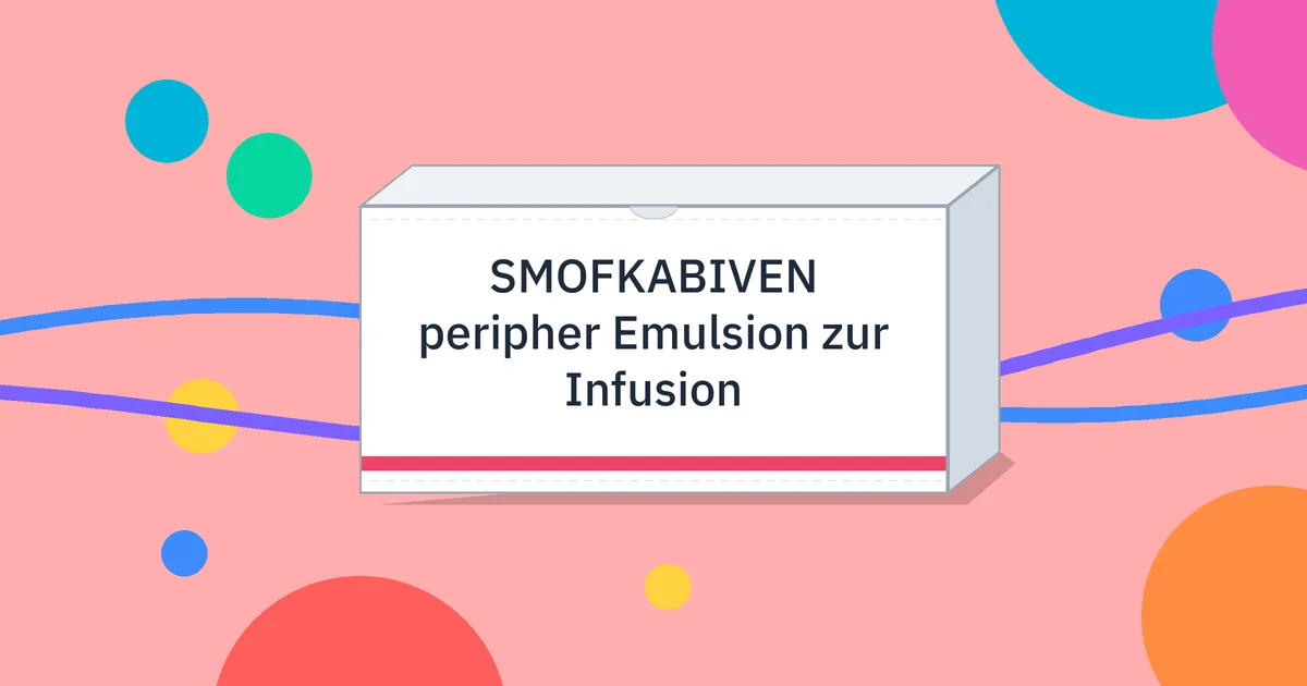 Symbolbild: Packung mit der Aufschrift SMOFKABIVEN peripher Emulsion zur Infusion (PZN 18368663) – Verfügbarkeit und Bezug in Apotheken in Frankfurt am Main