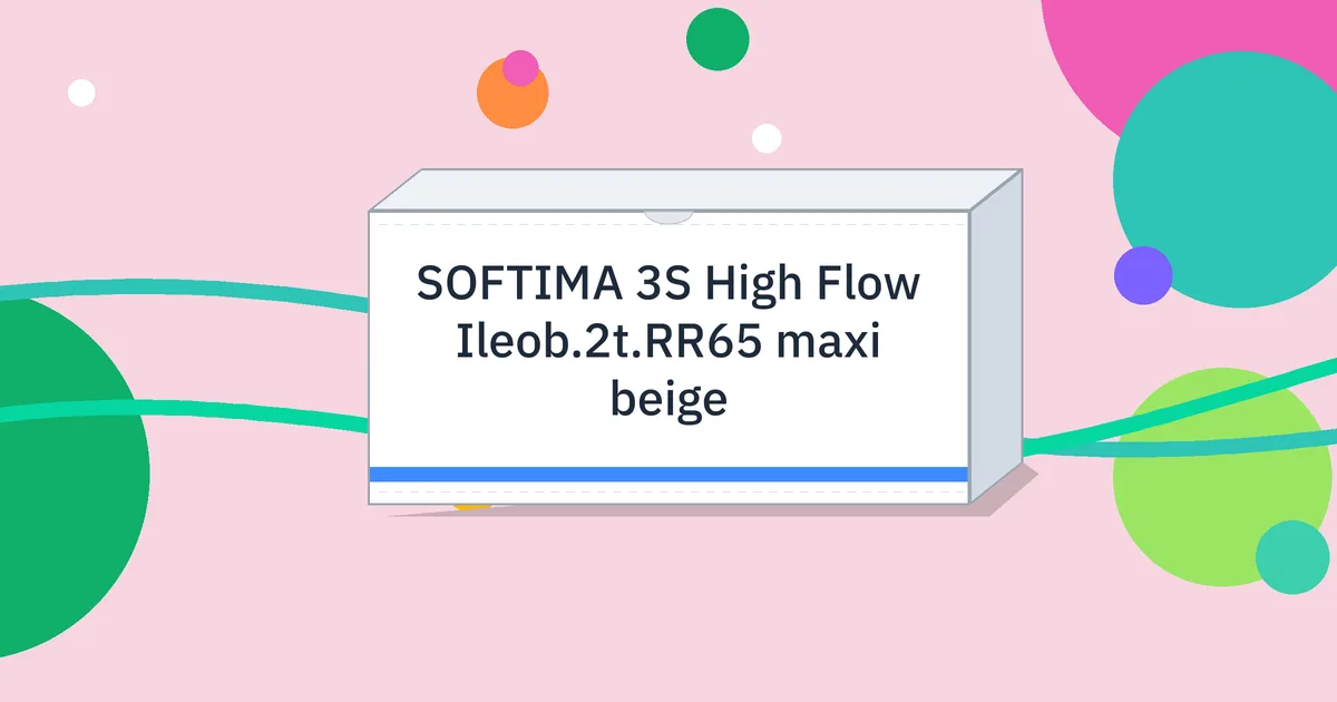 Symbolbild: Packung mit der Aufschrift SOFTIMA 3S High Flow Ileob.2t.RR65 maxi beige (PZN 04813102) – Verfügbarkeit und Bezug in Apotheken in Frankfurt am Main
