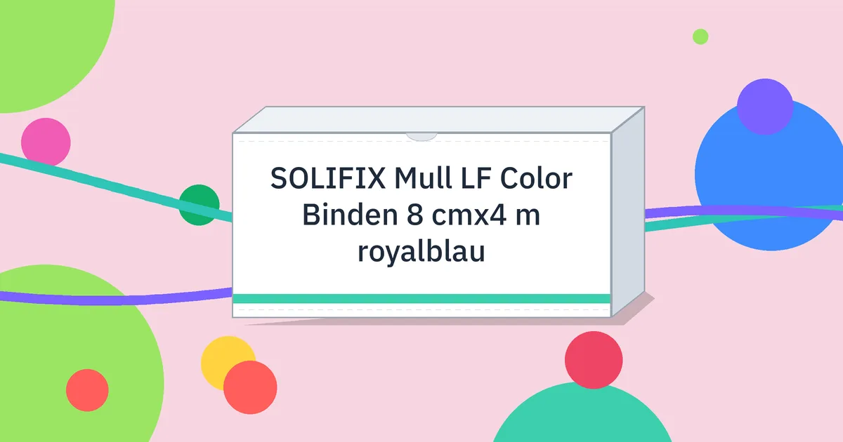 Symbolbild: Packung mit der Aufschrift SOLIFIX Mull LF Color Binden 8 cmx4 m royalblau (PZN 13967181) – Verfügbarkeit und Bezug in Apotheken in Frankfurt am Main