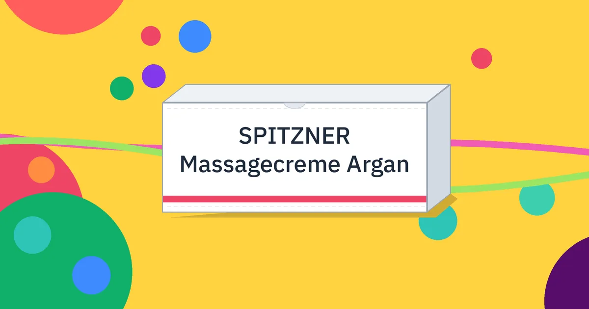 Symbolbild: Packung mit der Aufschrift SPITZNER Massagecreme Argan (PZN 16151853) – Verfügbarkeit und Bezug in Apotheken in Frankfurt am Main