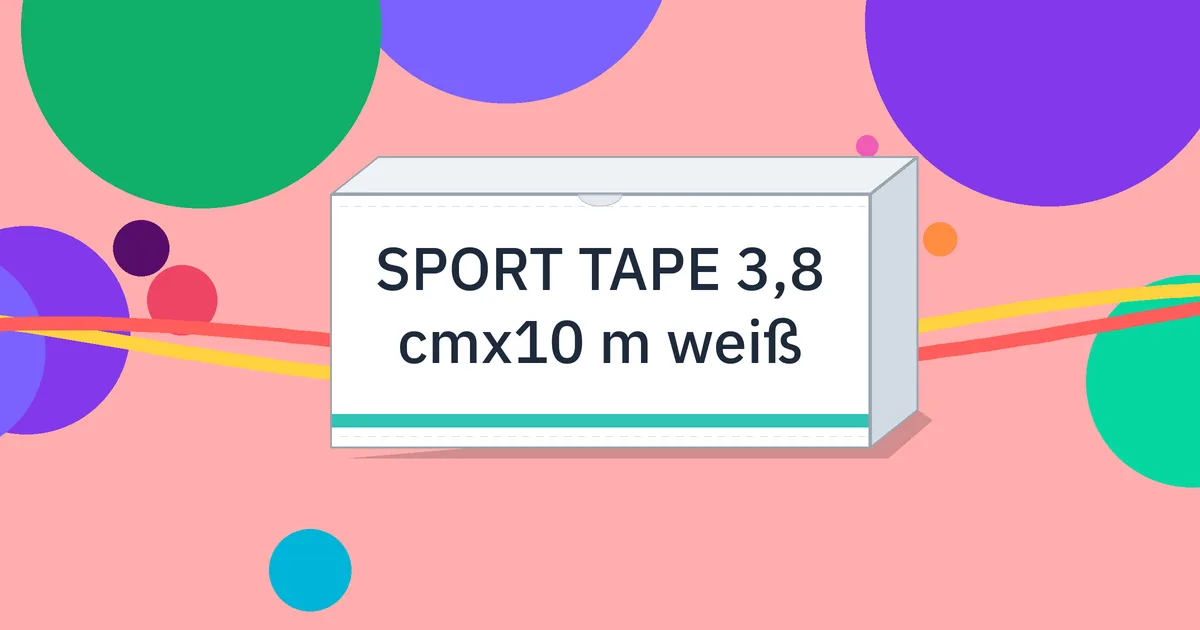 Symbolbild: Packung mit der Aufschrift SPORT TAPE 3,8 cmx10 m weiß (PZN 17184317) – Verfügbarkeit und Bezug in Apotheken in Frankfurt am Main