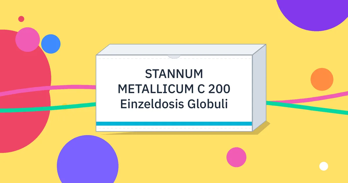 Symbolbild: Packung mit der Aufschrift STANNUM METALLICUM C 200 Einzeldosis Globuli (PZN 02695012) – Verfügbarkeit und Bezug in Apotheken in Frankfurt am Main