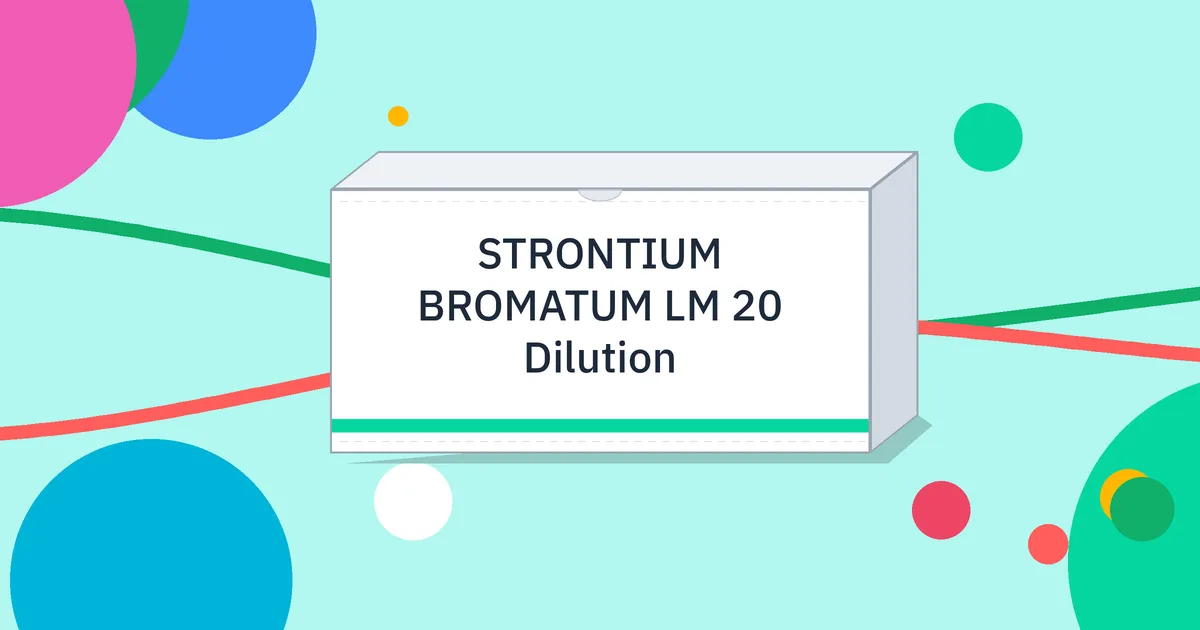 Symbolbild: Packung mit der Aufschrift STRONTIUM BROMATUM LM 20 Dilution (PZN 13202840) – Verfügbarkeit und Bezug in Apotheken in Frankfurt am Main