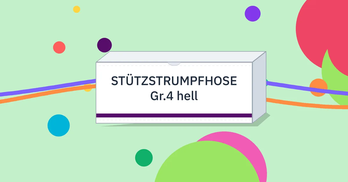 Symbolbild: Packung mit der Aufschrift STÜTZSTRUMPFHOSE Gr.4 hell (PZN 01978943) – Verfügbarkeit und Bezug in Apotheken in Frankfurt am Main