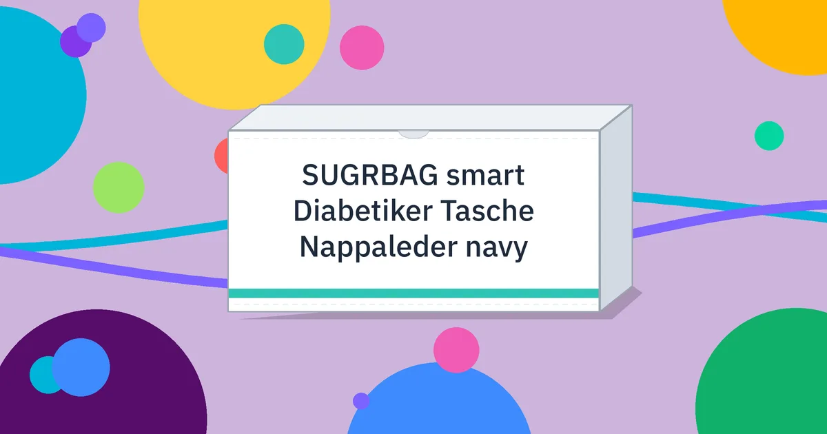Symbolbild: Packung mit der Aufschrift SUGRBAG smart Diabetiker Tasche Nappaleder navy (PZN 11861260) – Verfügbarkeit und Bezug in Apotheken in Frankfurt am Main