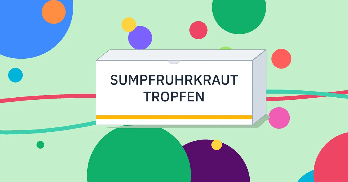 Symbolbild: Packung mit der Aufschrift SUMPFRUHRKRAUT TROPFEN (PZN 15228884) – Verfügbarkeit und Bezug in Apotheken in Frankfurt am Main