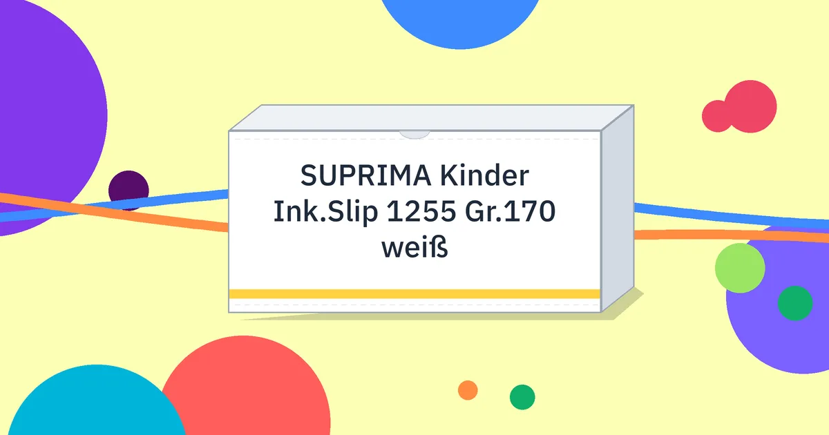 Symbolbild: Packung mit der Aufschrift SUPRIMA Kinder Ink.Slip 1255 Gr.170 weiß (PZN 03103640) – Verfügbarkeit und Bezug in Apotheken in Frankfurt am Main