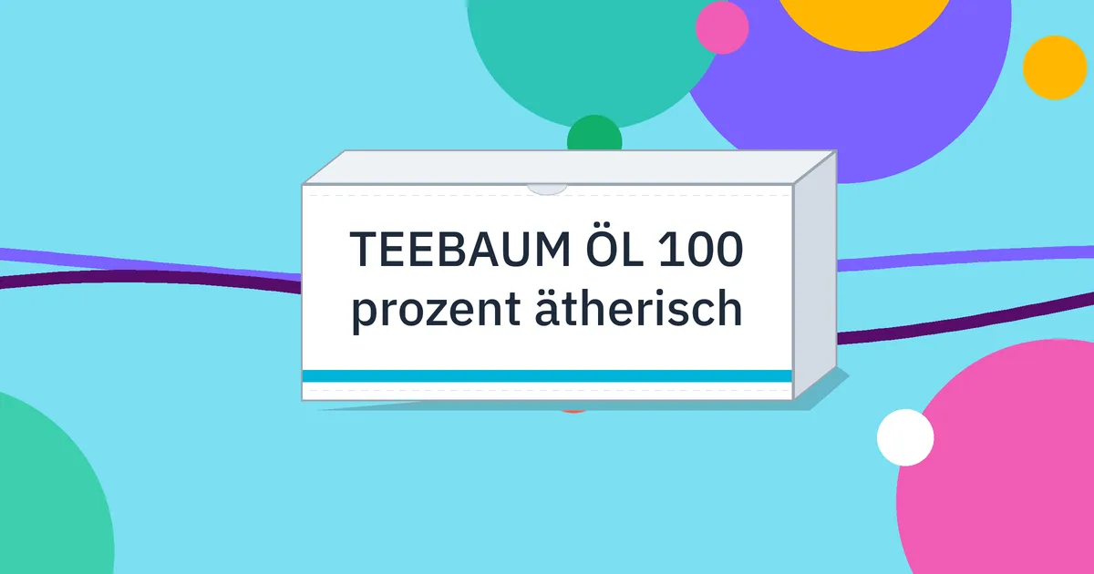 Symbolbild: Packung mit der Aufschrift TEEBAUM ÖL 100 prozent ätherisch (PZN 07206325) – Verfügbarkeit und Bezug in Apotheken in Frankfurt am Main