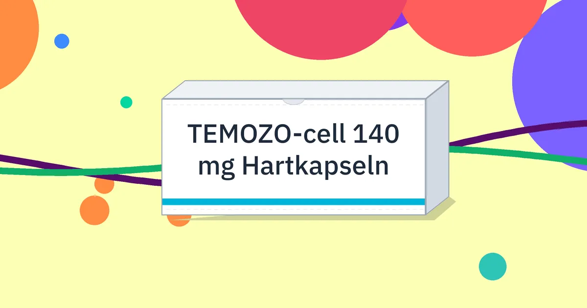 Symbolbild: Packung mit der Aufschrift TEMOZO-cell 140 mg Hartkapseln (PZN 06438128) – Verfügbarkeit und Bezug in Apotheken in Frankfurt am Main
