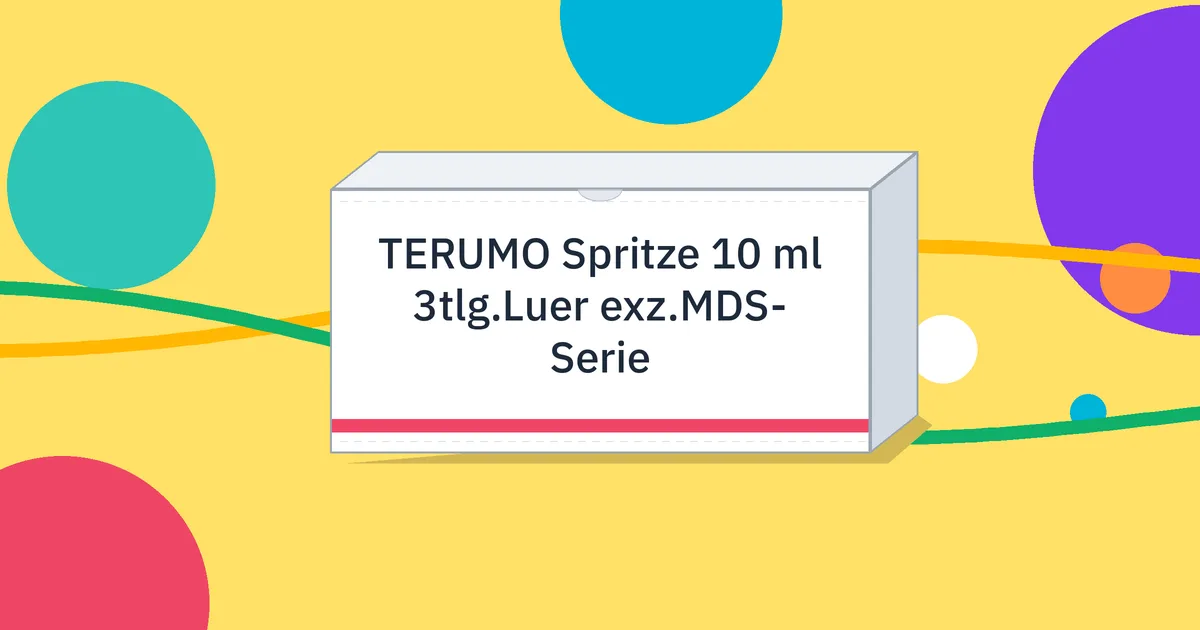 Symbolbild: Packung mit der Aufschrift TERUMO Spritze 10 ml 3tlg.Luer exz.MDS-Serie (PZN 17630923) – Verfügbarkeit und Bezug in Apotheken in Frankfurt am Main