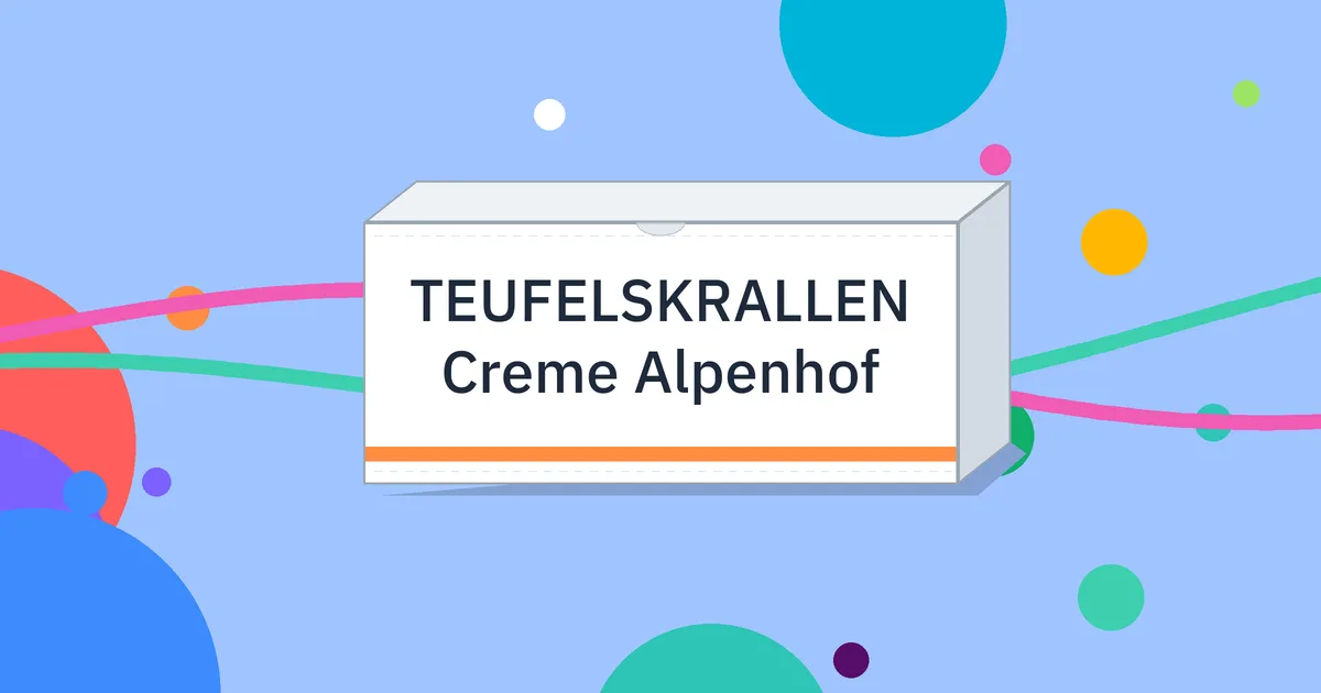 Symbolbild: Packung mit der Aufschrift TEUFELSKRALLEN Creme Alpenhof (PZN 18662049) – Verfügbarkeit und Bezug in Apotheken in Frankfurt am Main