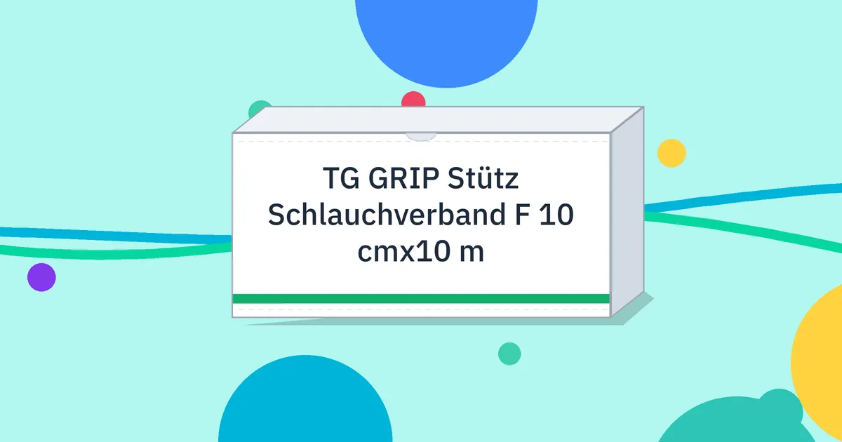 Symbolbild: Packung mit der Aufschrift TG GRIP Stütz Schlauchverband F 10 cmx10 m (PZN 01309426) – Verfügbarkeit und Bezug in Apotheken in Frankfurt am Main