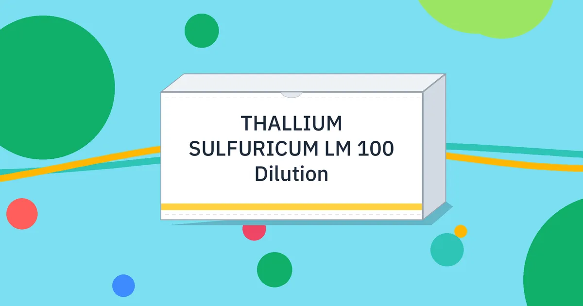 Symbolbild: Packung mit der Aufschrift THALLIUM SULFURICUM LM 100 Dilution (PZN 13219119) – Verfügbarkeit und Bezug in Apotheken in Frankfurt am Main